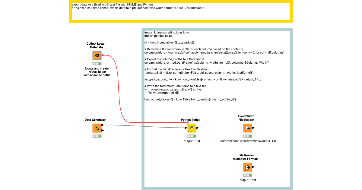 Export Data To A Fixed Width Text File With Knime And Python Knime Community Hub