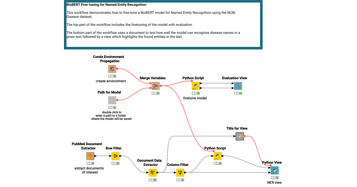 BioBERT Fine-tuning for Named Entitiy Recognition – KNIME Community Hub
