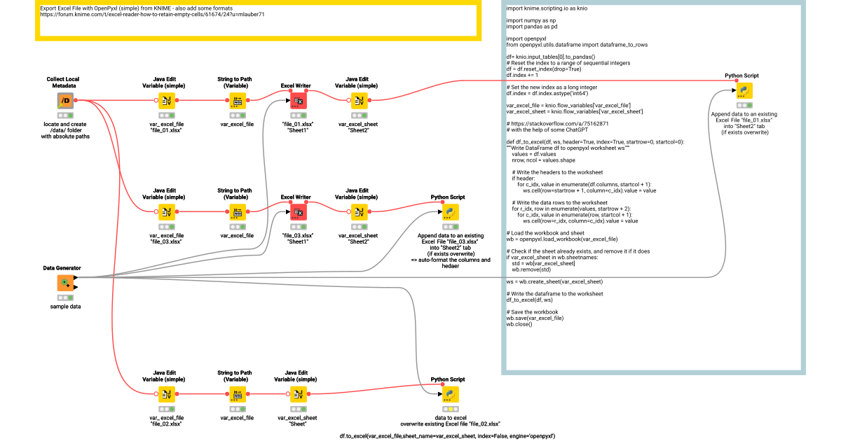 Export Excel File with OpenPyxl (simple) from KNIME - also add some ... Export Excel File with OpenPyxl (simple) from KNIME - also add some ...