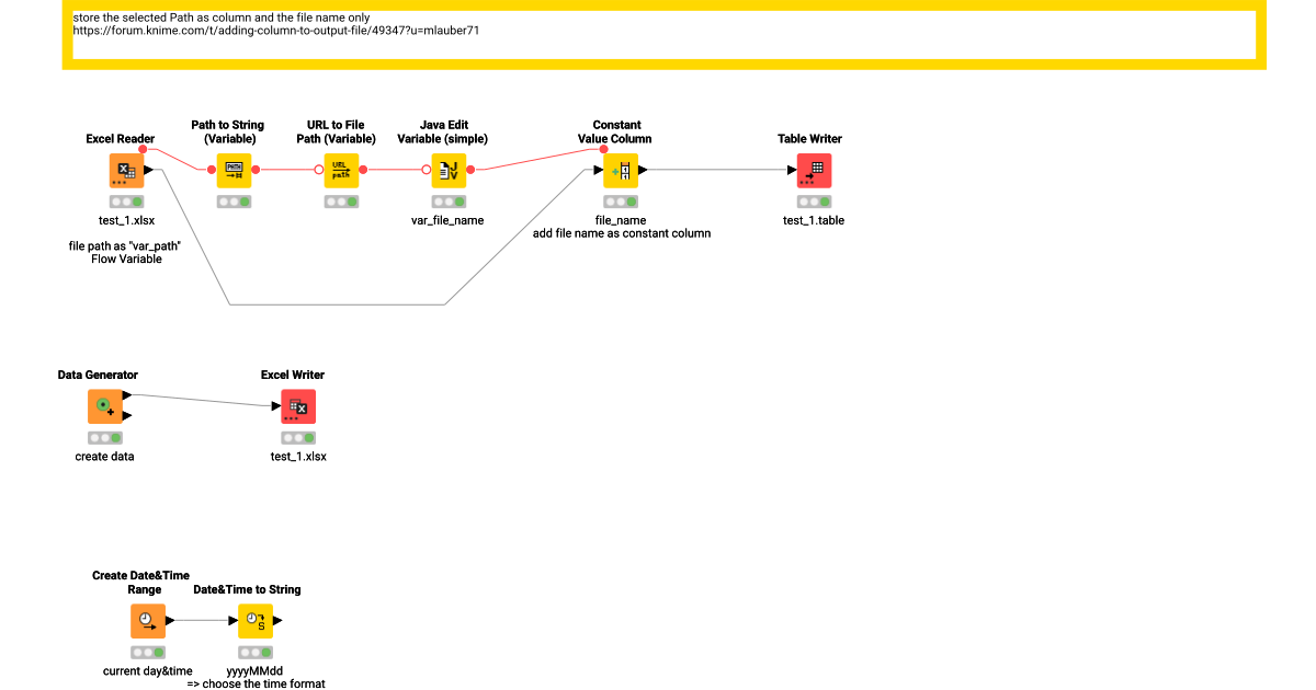 store the selected Path as column and the file name only – KNIME Community Hub
